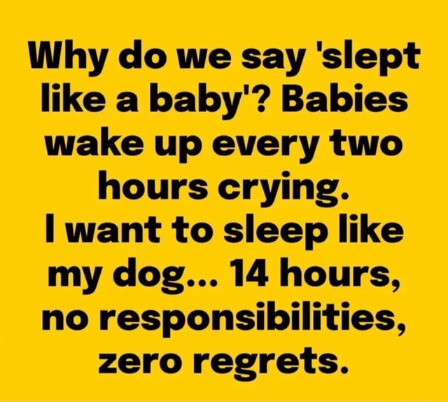 Why do we say 'slept like a baby'? Babies wake up every two hours ...