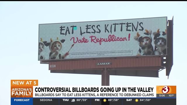 EAT LESS KITTENS New AY CONTROVERSIAL BILLBOARDS GOING UP IN THE VALLEY ...