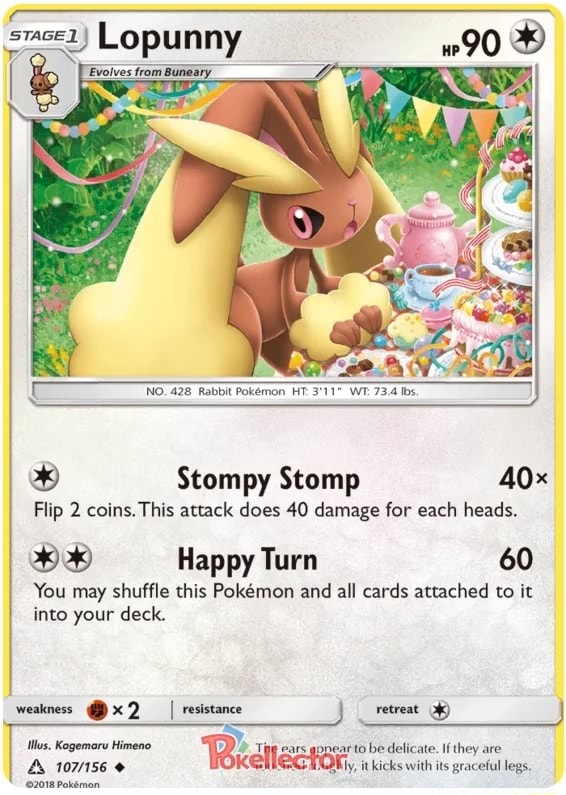 Lopunny ll 90 NO. 428 Rabbit Pokemon HT. 311" WT 73.4 Stompy Stomp Flip ...