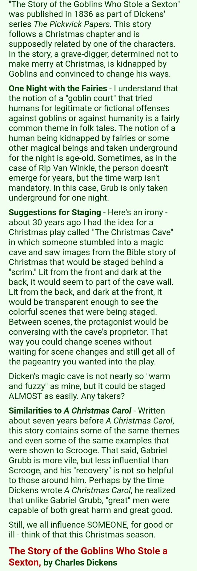 "The Story of the Goblins Who Stole a Sexton" was published in 1836 as ...