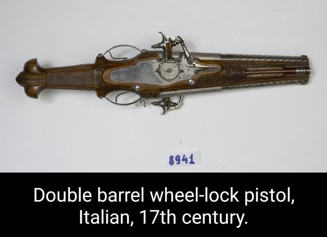Double barrel wheel-lock pistol, Italian, 17th century. - iFunny