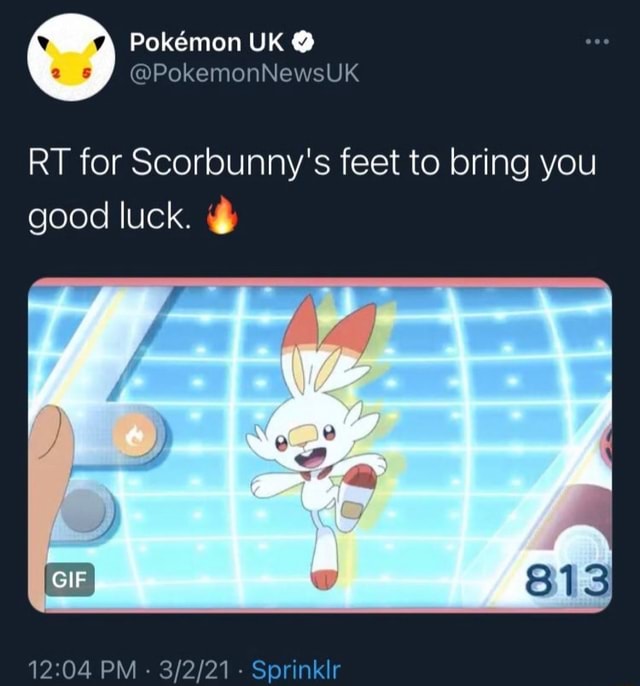 Pokmon UK @PokemonNewsUK RT for Scorbunny's feet to bring you good luck ...