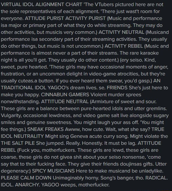 VIRTUAL IDOL ALIGNMENT CHART 'The VTubers pictured here are not the ...