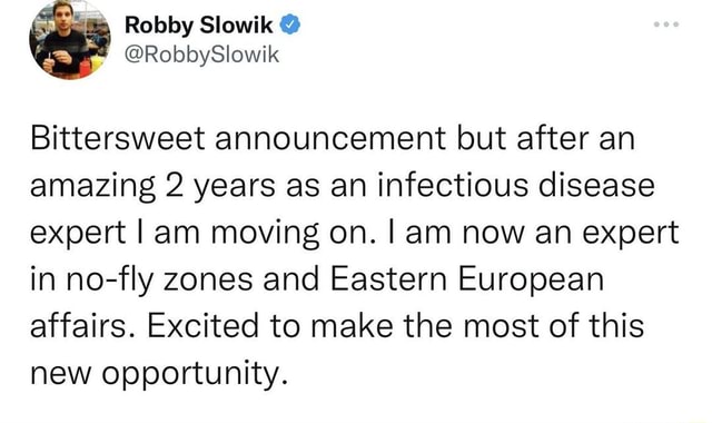 Robby Slowik @RobbySlowik Bittersweet announcement but after an amazing ...