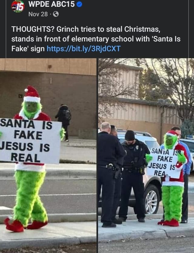 WPDE ABC15 Nov 28 THOUGHTS? Grinch tries to steal Christmas, stands in ...