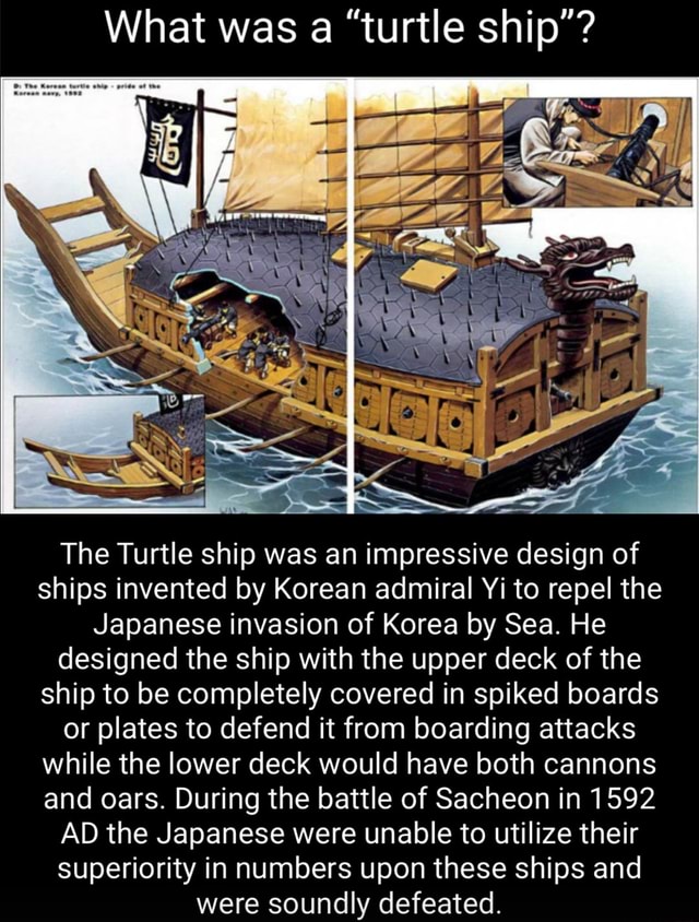 What was a "turtle ship'? The Turtle ship was an impressive design of ...