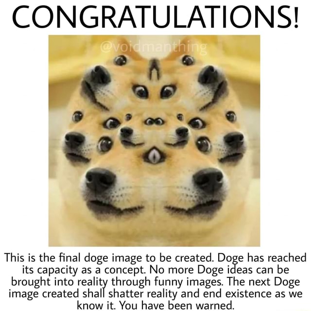 CONGRATULATIONS! This is the final doge image to be created. Doge has ...