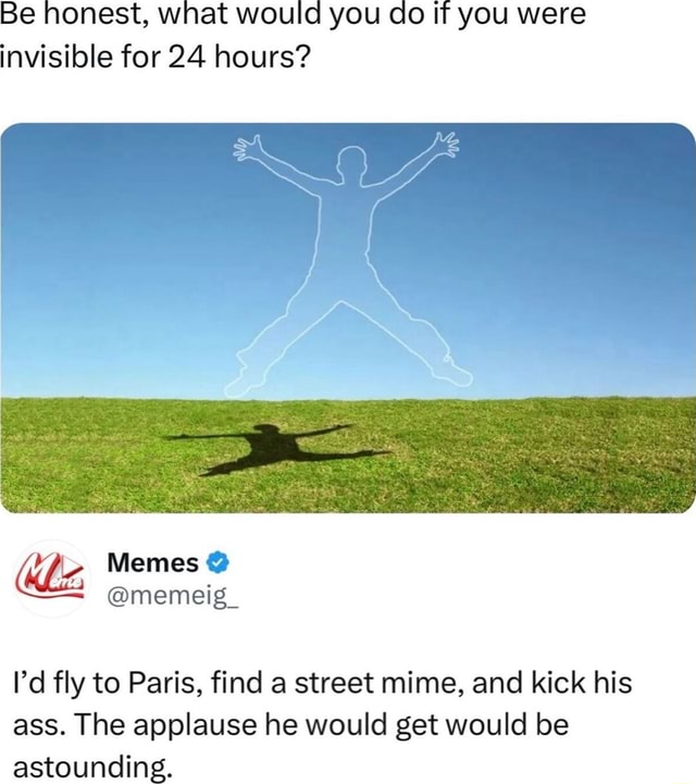 Be honest, what would you do if you were invisible for 24 hours? Memes ...