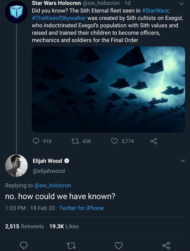 Am Star Wars Holocron @sw_holocron so Did you know? The Sith Eternal ...