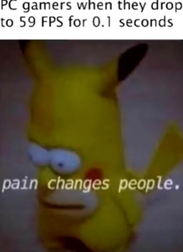 PC gamers when they drop to 59 FPS for 0.1 seconds pain changes people ...