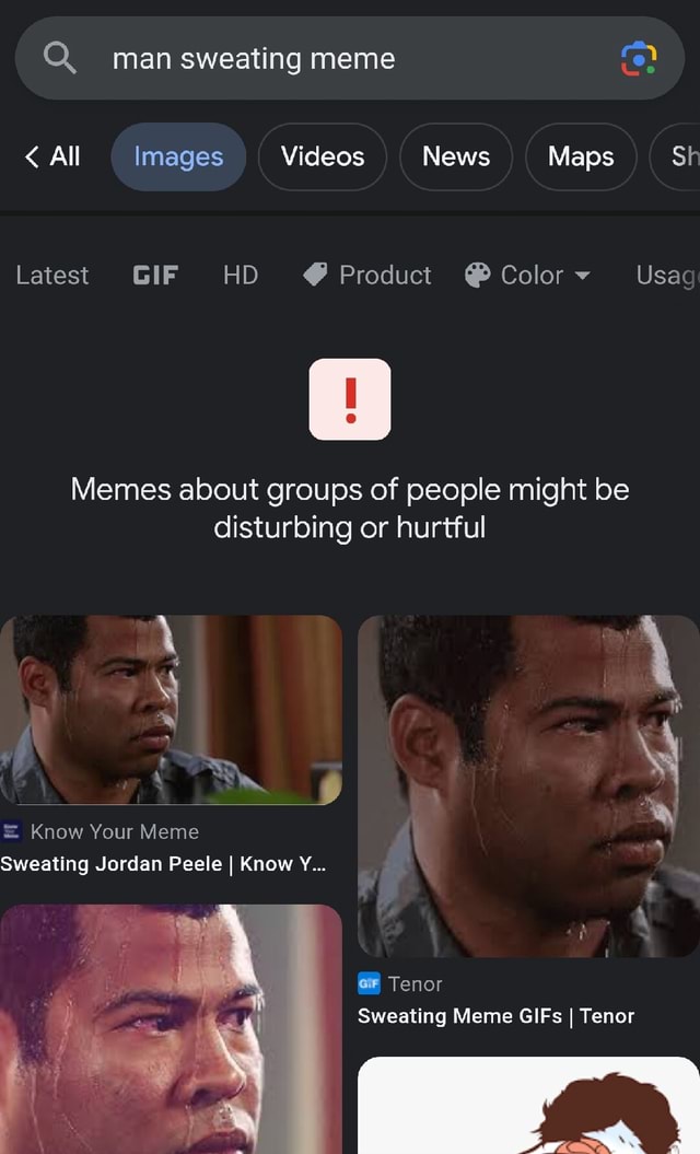 Man sweating meme All Images Videos News Maps Sh Product Color Usag ...