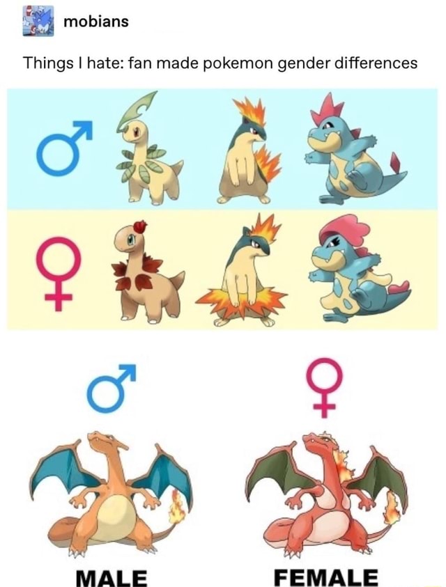 Things I hate: fan made pokemon gender differences MALE FEMALE - iFunny