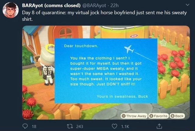 BARAyot (comms closed) @BARAyot Day 8 of quarantine: my virtual jock ...