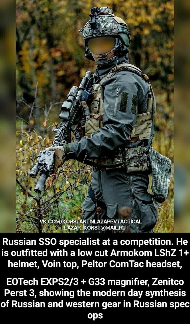 Russian SSO specialist at a competition. He is outfitted with a low cut ...