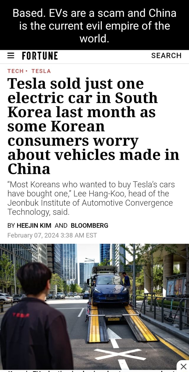 Based. EVs are a scam and China is the current evil empire of the world ...