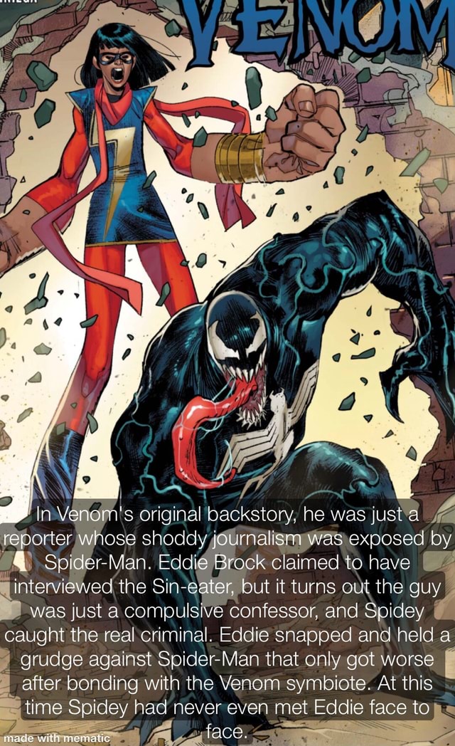 In Venom's original backstory, he was just a reporter whose shoddy ...