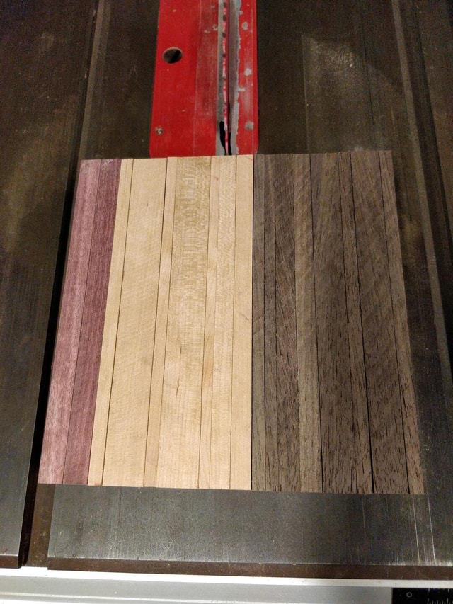 Ripping each strip to the correct width and squaring up the faces. - )