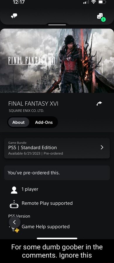 If FINAL FANTASY XVI SQUARE ENIX CO. LTD, About Add Ons Game Bune I ...