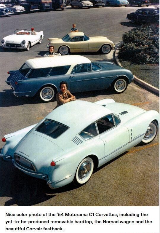 Nice color photo of the '54 Motorama Corvettes, including the yet-to-be ...