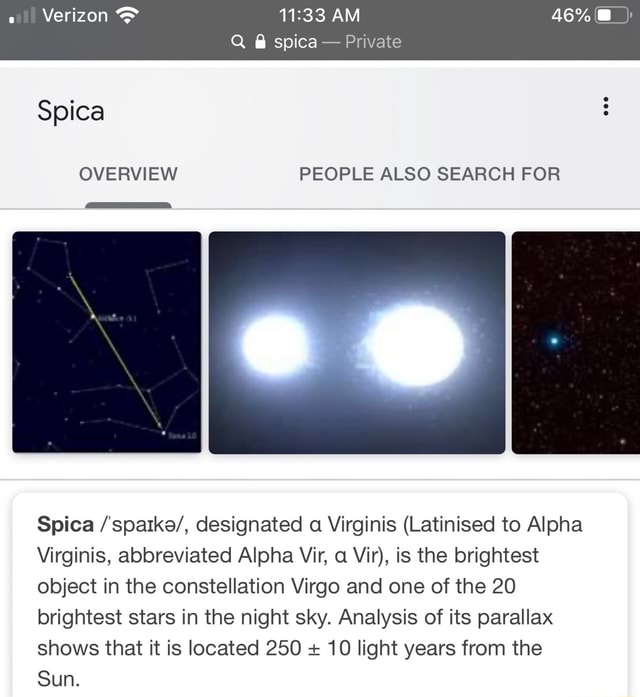 OVERVIEW PEOPLE ALSO SEARCH FOR Spica /spaike/, designated a Virginis ...