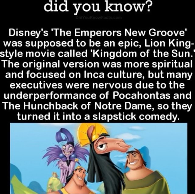 Did you know? Disney's 'The Emperors New Groove' was supposed to be an ...