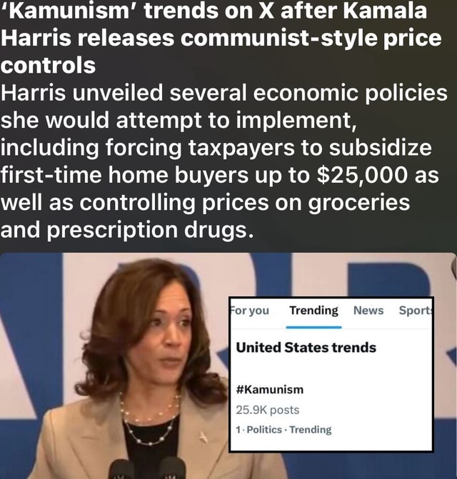 'Kamunism' trends on X after Kamala Harris releases communist-style ...