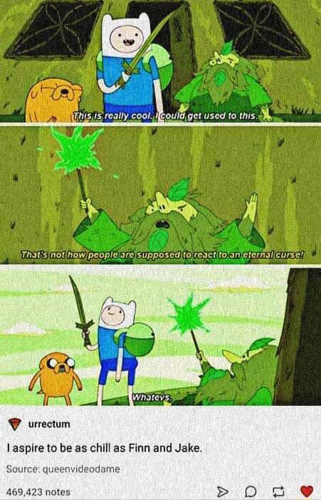 Get used to rectum aspire to be as chill as Finn and Jake urce ...