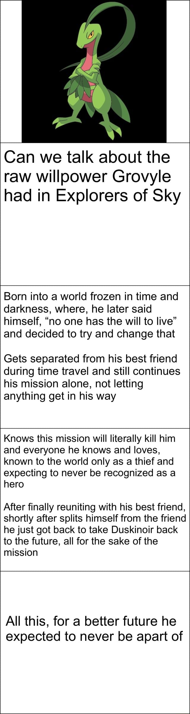 Can we talk about the raw willpower Grovyle had in Explorers of Sky ...