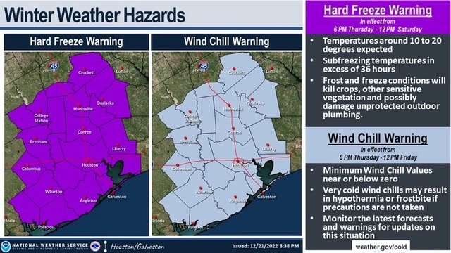 Winter Weather Hazards Hard Freeze Warning ind Chill Warning Hard ...