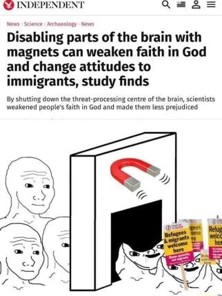 Disabling parts of the brain with magnets can weaken faith in God and ...