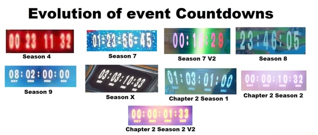 Evolution of event Countdowns Season 4 Season 7 Season 7 Season 8 08 ...
