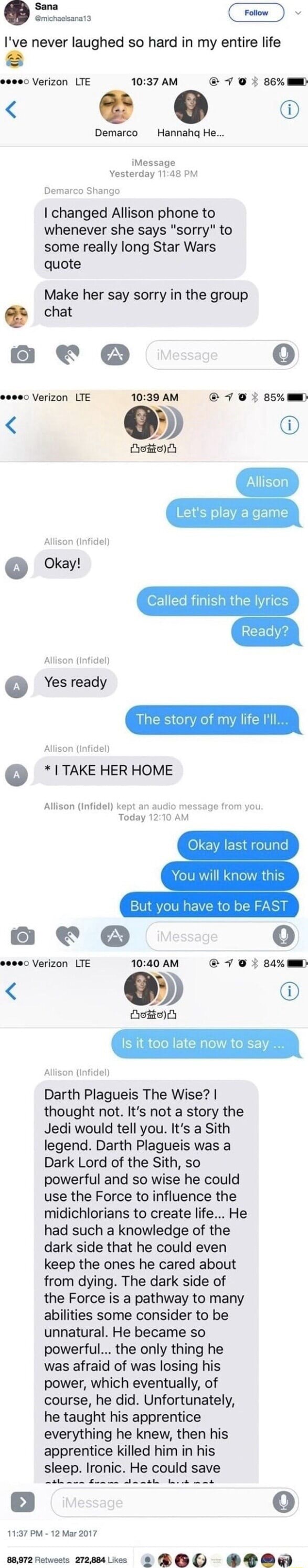 I've never laughed so hard in my entire life eeeeo Verizon LTE AM 86% ...