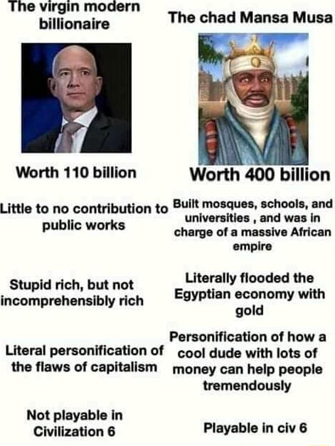 'The virgin modern billionaire The chad Memes Muse billion Built ...