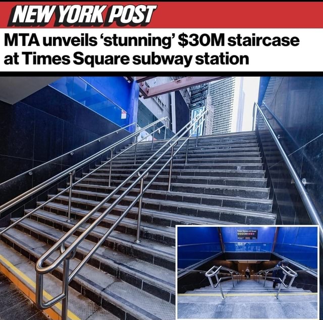 NEW YORK POST MTA unveils 'stunning' staircase at Times Square subway ...