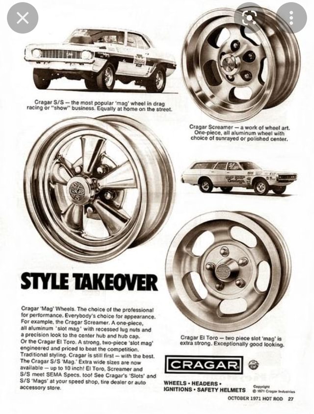 Cragar - the most popular 'mag' wheel in drag racing or "show" business ...