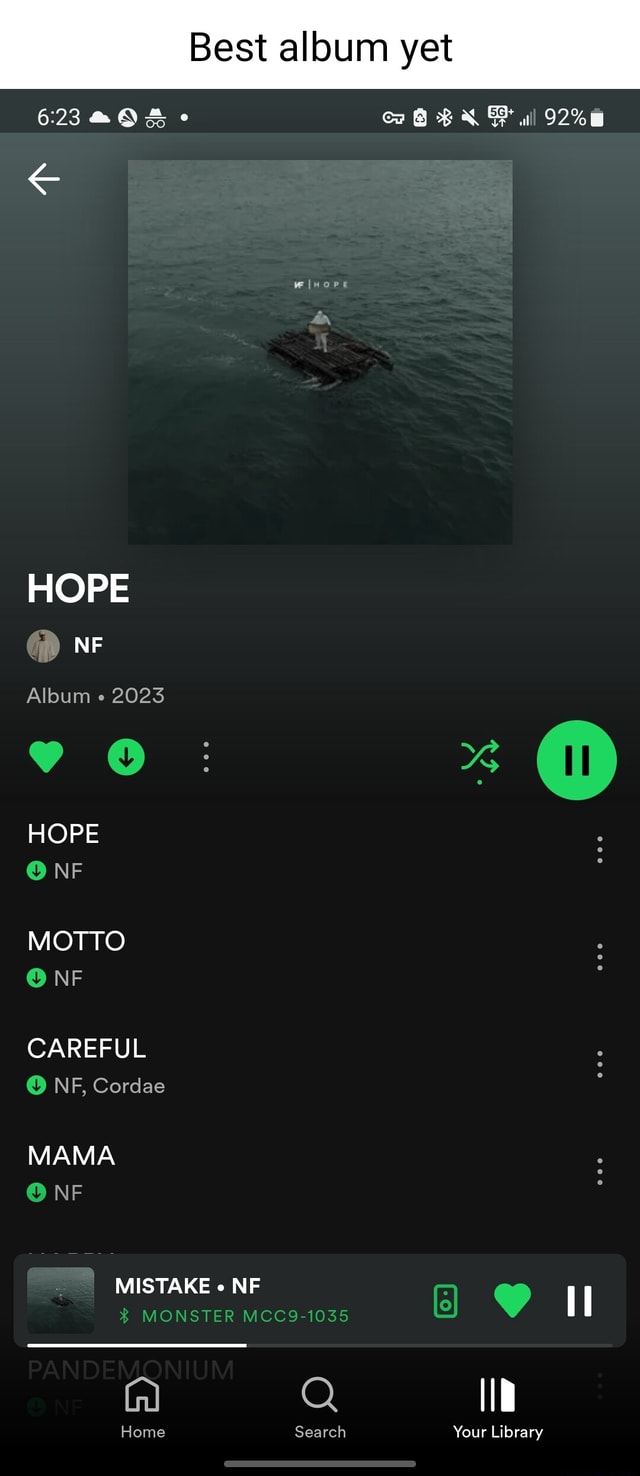 Best album yet 92% HOPE NF Album 2023 HOPE NF MOTTO NF CAREFUL NF ...