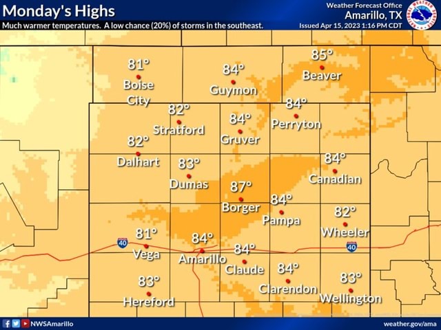Weather Forecast Office Monday's Highs Amarillo, TX 'Much warmer ...