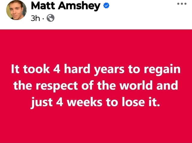 Matt Amshey It took 4 hard years to regain the respect of the world and ...