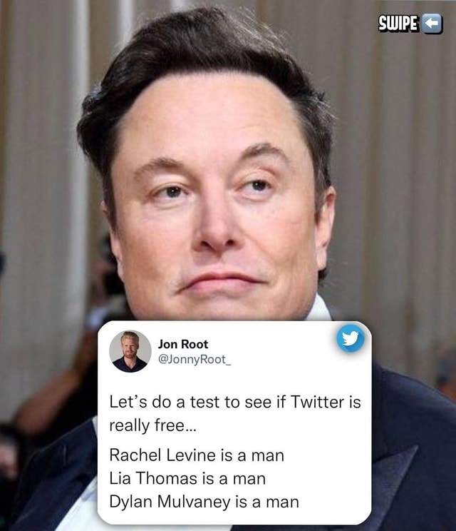 SWIPE Jan @lonnyRoot_ Let's do a test to see if Twitter is really free ...