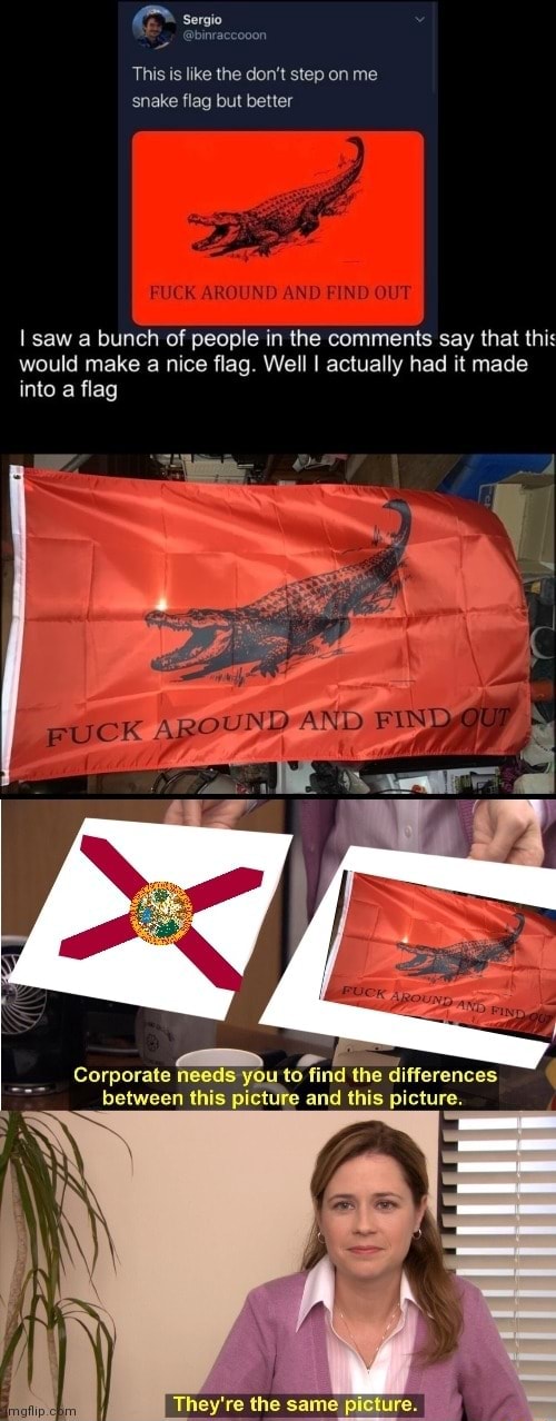 This is like the don't step on me snake flag but better L saw a bunch ...