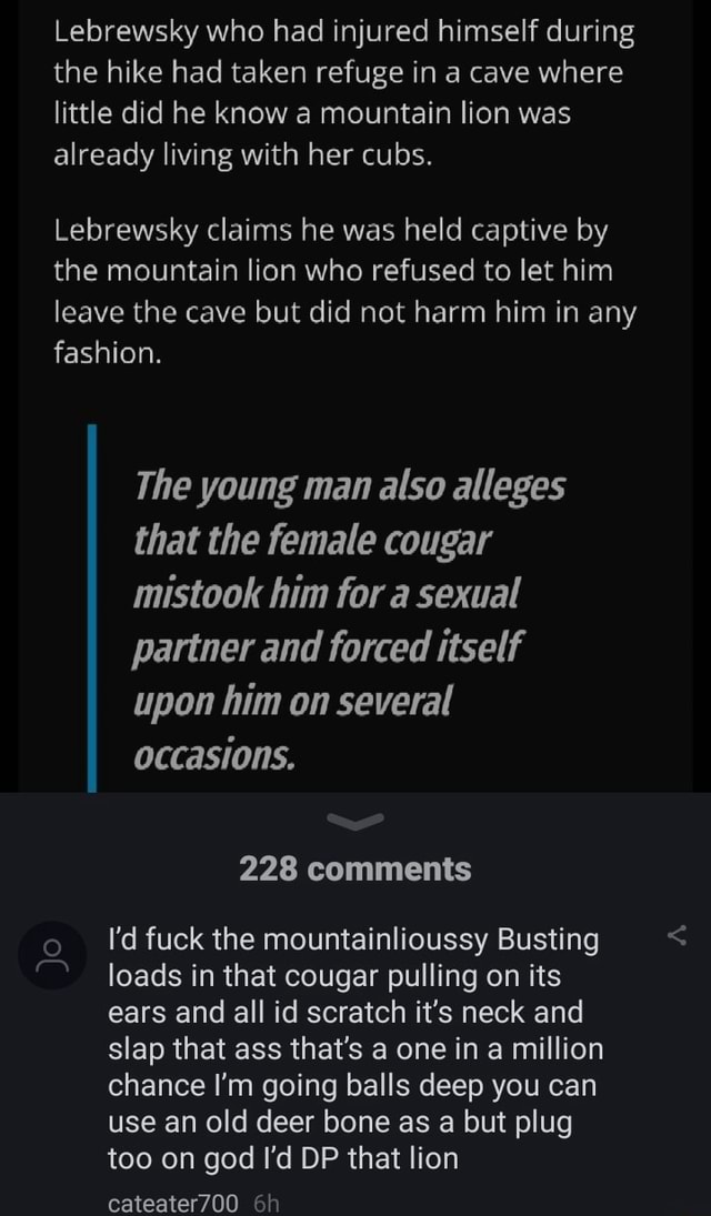 Lebrewsky who had injured himself during the hike had taken refuge in a ...