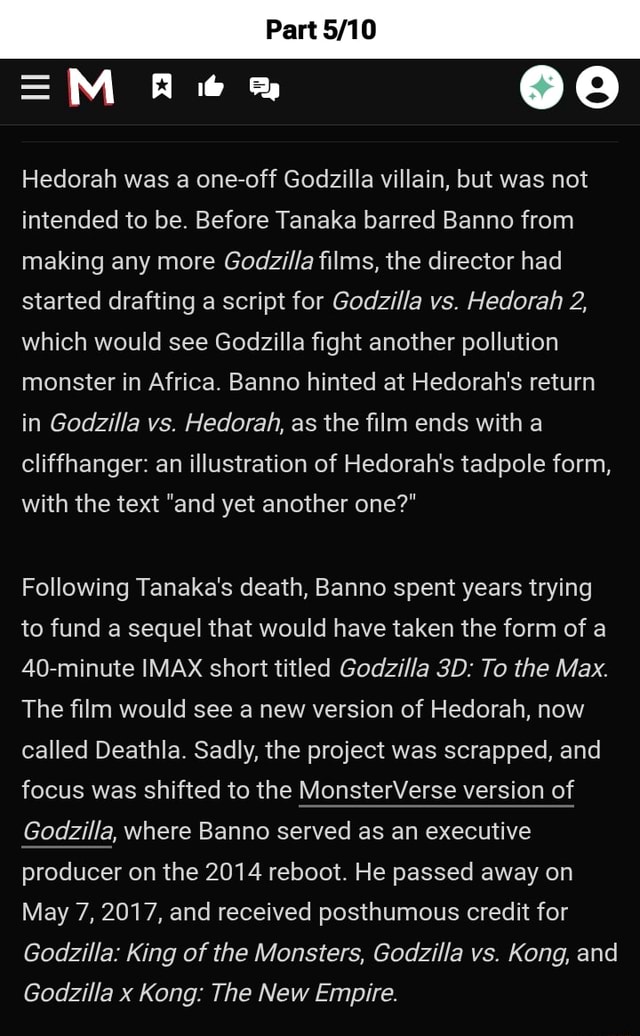 Part =M Awe Hedorah was a one-off Godzilla villain, but was not ...