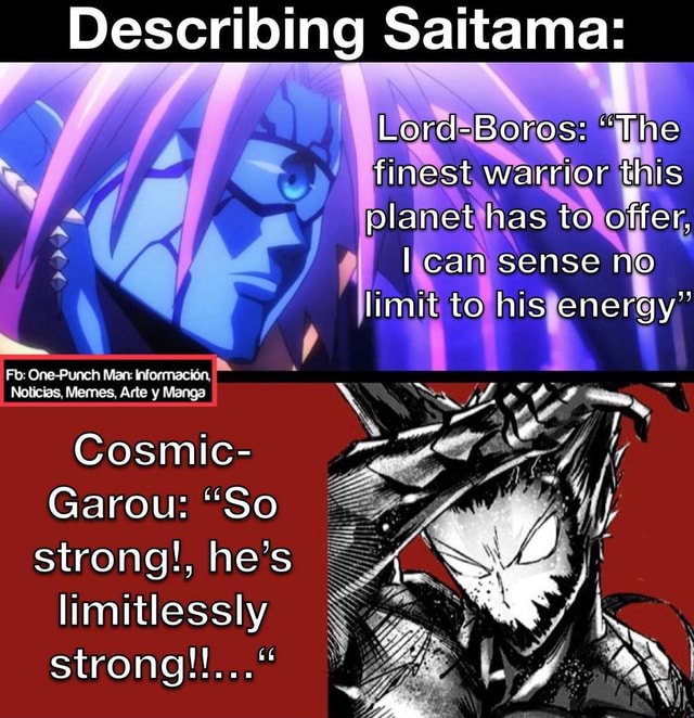 Describing Saitama: Lord-Boros: "The finest warrior this planet has to ...