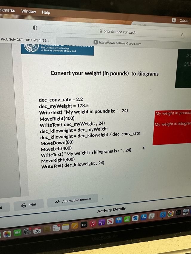 Window Help brightspace.cuny.edu PI of Tochnology University of New ...