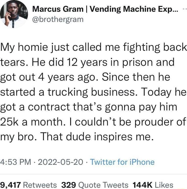 Marcus Gram I Vencling Machine My homie just called me fighting back ...