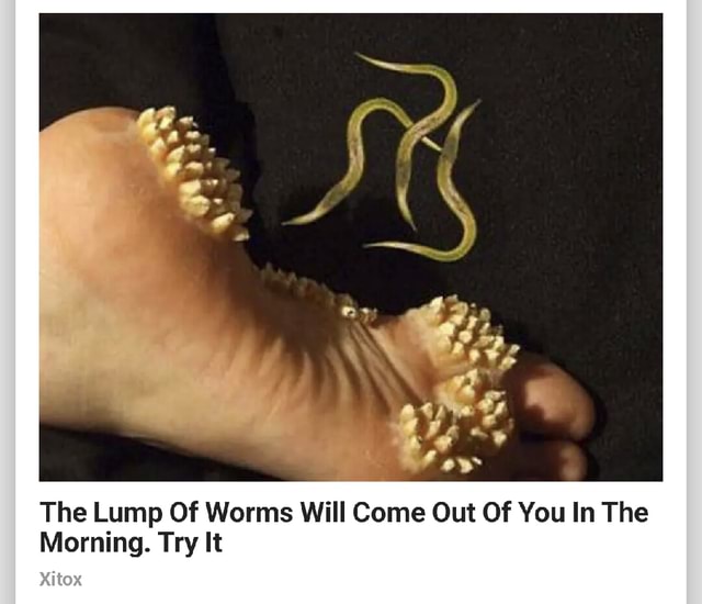 The Lump Of Worms Will Come Out Of You In The Morning. Try It - iFunny