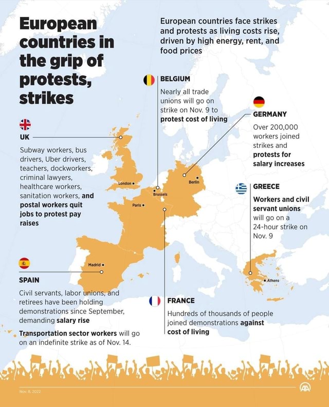 European countries in the grip of protests, strikes UK Subway workers ...