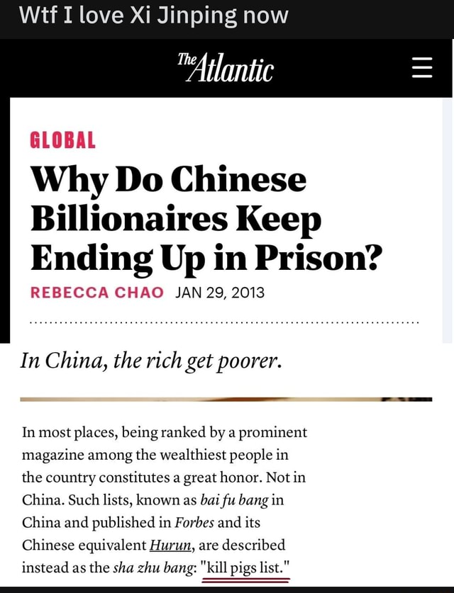 Wtf I love Xi Jinping now GLOBAL Why Do Chinese Billionaires Keep ...
