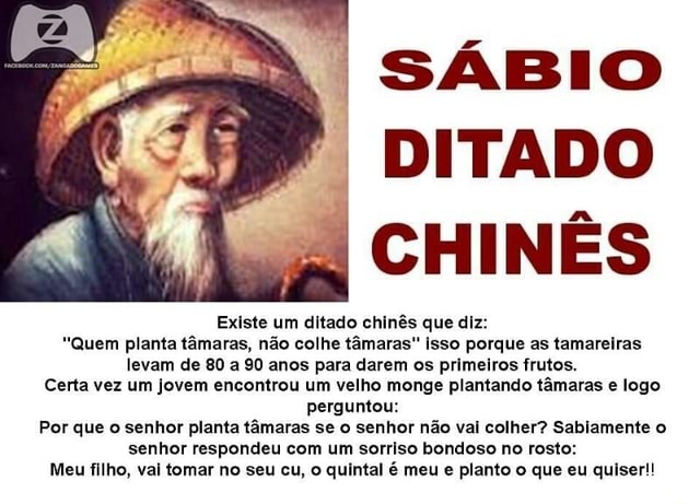 SÁBIO DITADO CHINÊS Existe um ditado chinês que diz: "Quem planta ...