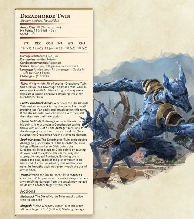 DREADHORDE TWIN Medium Undead, Neutral Evil 'Armor Class 18 (Natural ...